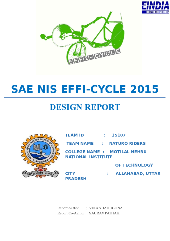 (DOC) SAE NIS EFFI-CYCLE 2015 DESIGN REPORT
