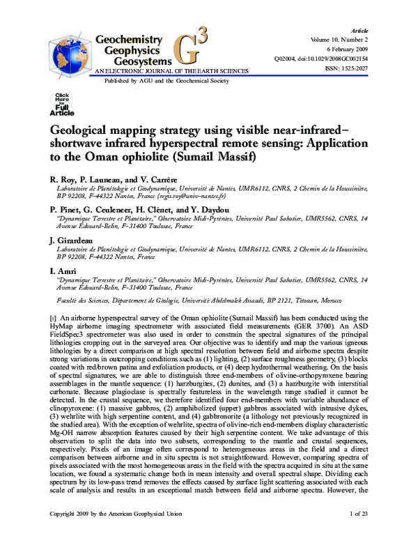 (PDF) Geological mapping strategy using VNIR hyperspectral remote ...
