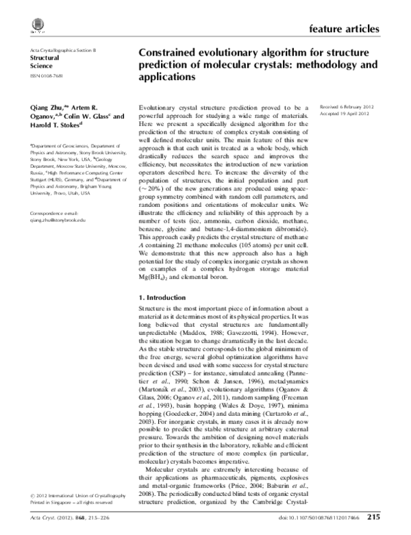Pdf Constrained Evolutionary Algorithm For Structure Prediction Of