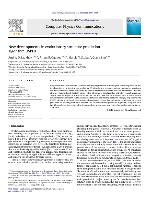 (PDF) New developments in evolutionary structure prediction algorithm USPEX (PDF) New developments in evolutionary structure prediction algorithm USPEX