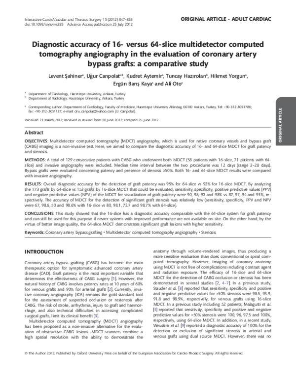 Pdf Diagnostic Accuracy Of 16 Versus 64 Slice Multidetector Computed Tomography Angiography