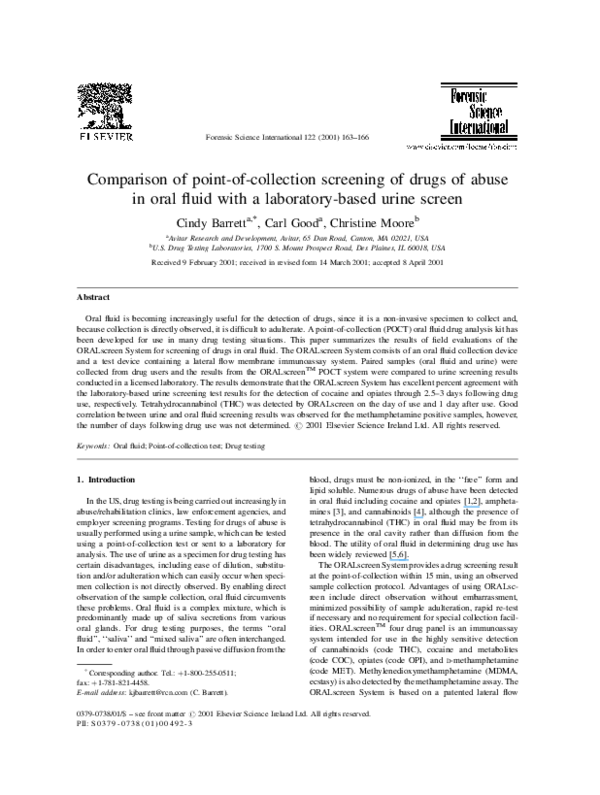 (PDF) Comparison of point-of-collection screening of drugs of abuse in ...