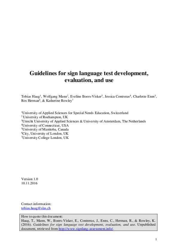 (PDF) Guidelines for sign language test development, evaluation, and use