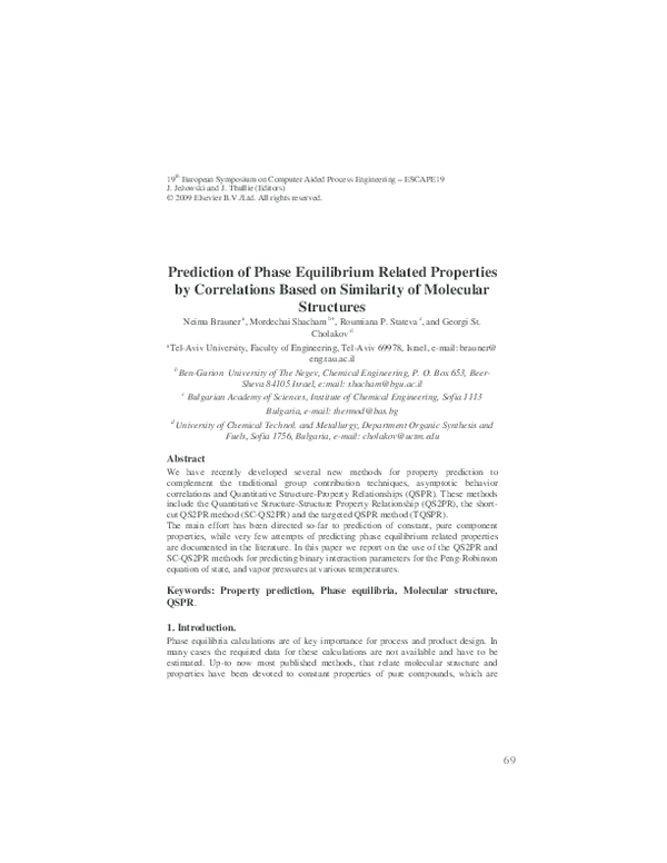 (PDF) Prediction of Phase Equilibrium Related Properties by Correlations Based on Similarity of ...