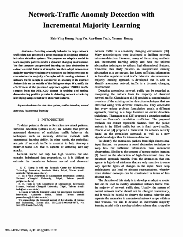 Pdf Network Traffic Anomaly Detection With Incremental Majority Learning
