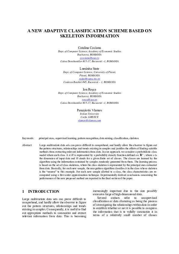Pdf A New Adaptive Classification Scheme Based On Skeleton Information
