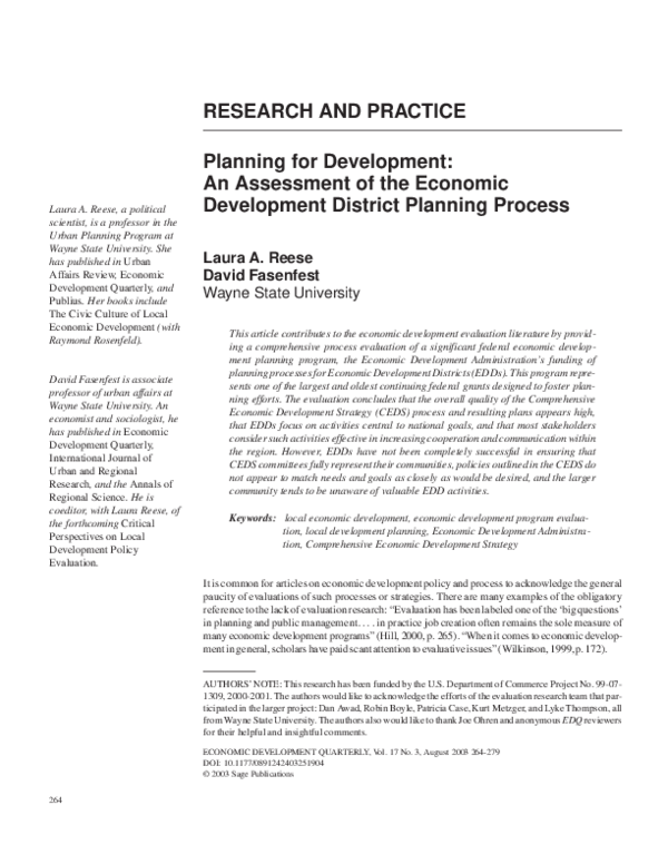 (PDF) Planning for Development: An Assessment of the Economic ...