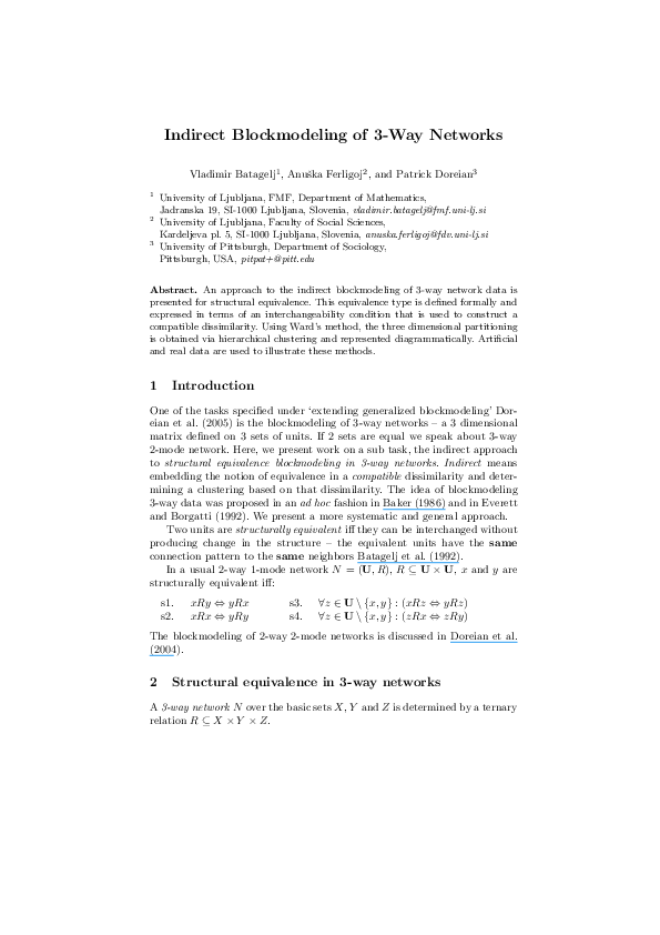 (PDF) Indirect Blockmodeling of 3Way Networks