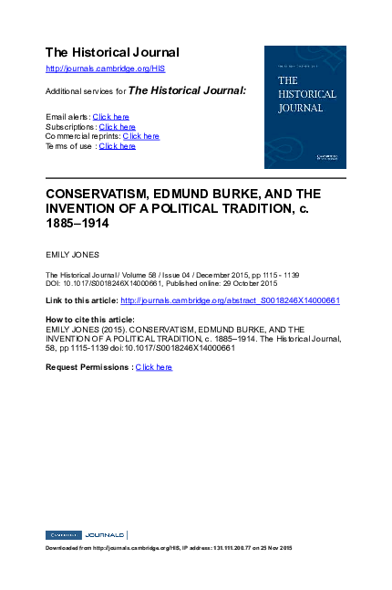(PDF) 'Conservatism, Edmund Burke, and the Invention of a Political ...