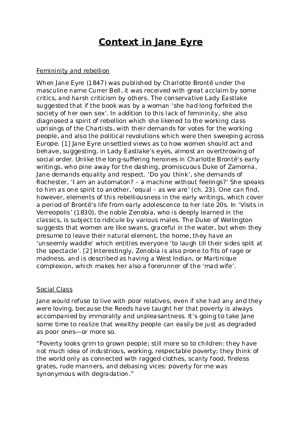 (DOC) Context in Jane Eyre