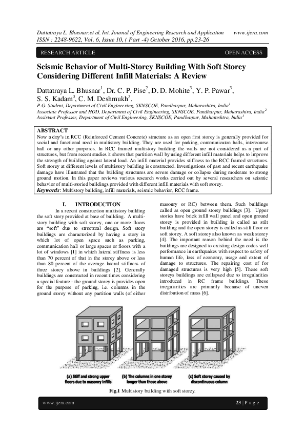 (PDF) Seismic Behavior of Multi-Storey Building With Soft Storey Considering Different Infill ...