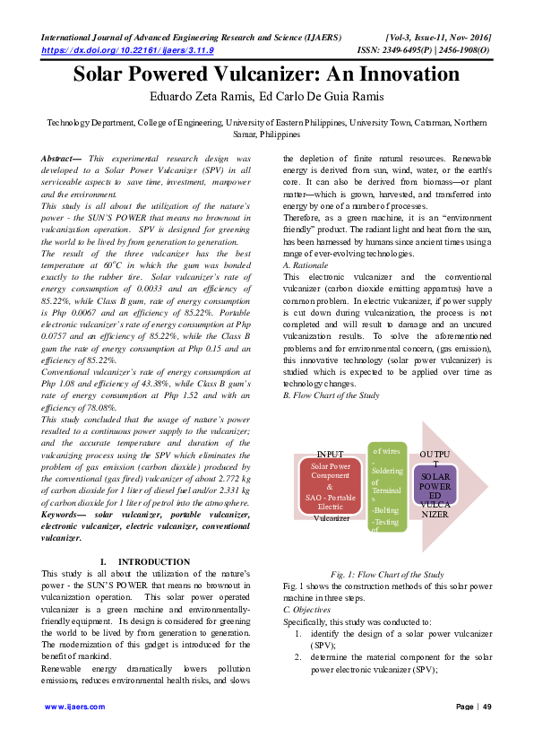(PDF) Solar Powered Vulcanizer: An Innovation