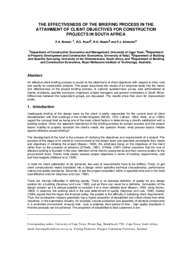 (PDF) The effectiveness of the briefing process in the attainment of ...