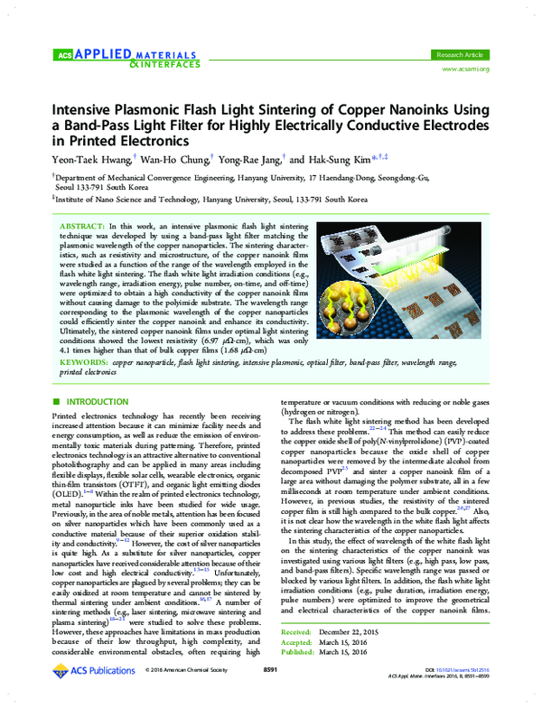 (PDF) Intensive Plasmonic Flash Light Sintering of Copper Nanoinks ...