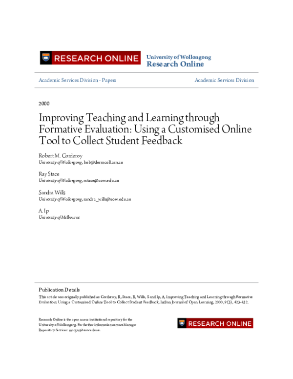 (PDF) Improving Teaching and Learning through Formative Evaluation ...