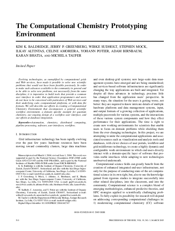 (PDF) The Computational Chemistry Prototyping Environment