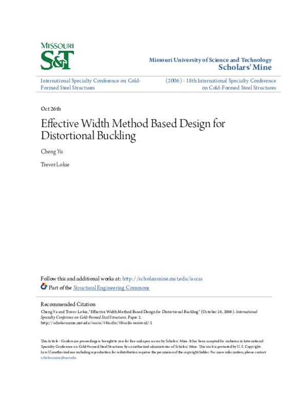 (PDF) Scholars' Mine Effective Width Method Based Design for ...