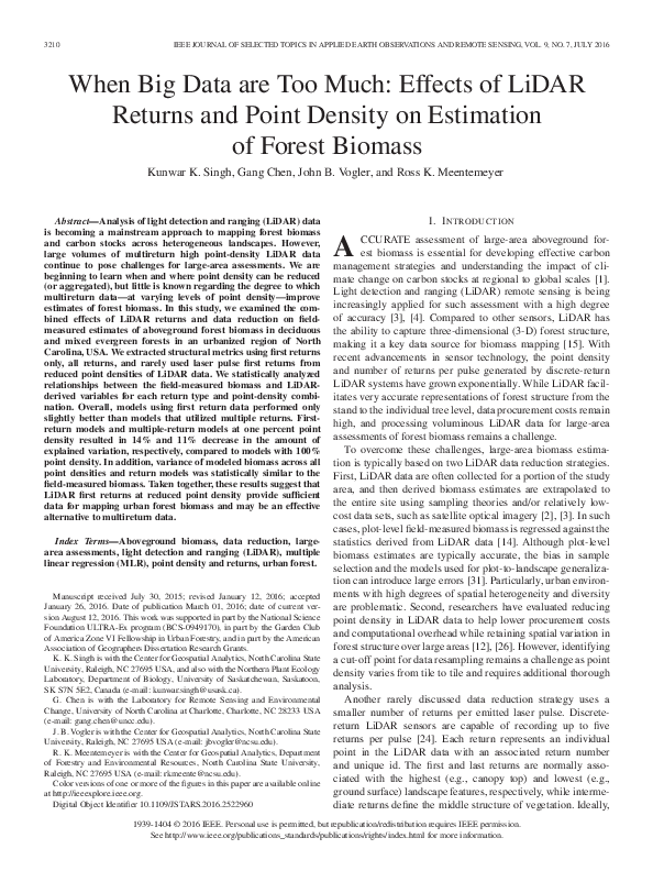 (PDF) When Big Data are Too Much: Effects of LiDAR Returns and Point Density on Estimation of ...