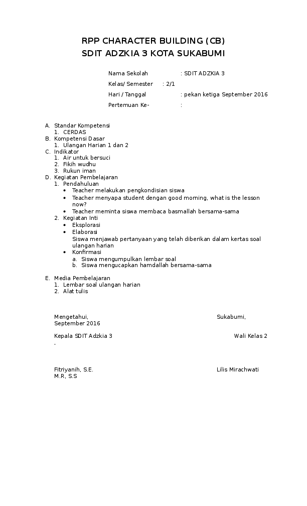 (DOC) RPP CHARACTER BUILDING (CB) SDIT ADZKIA 3 KOTA SUKABUMI