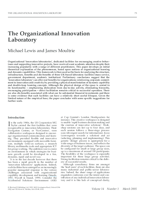 (PDF) The organizational innovation laboratory