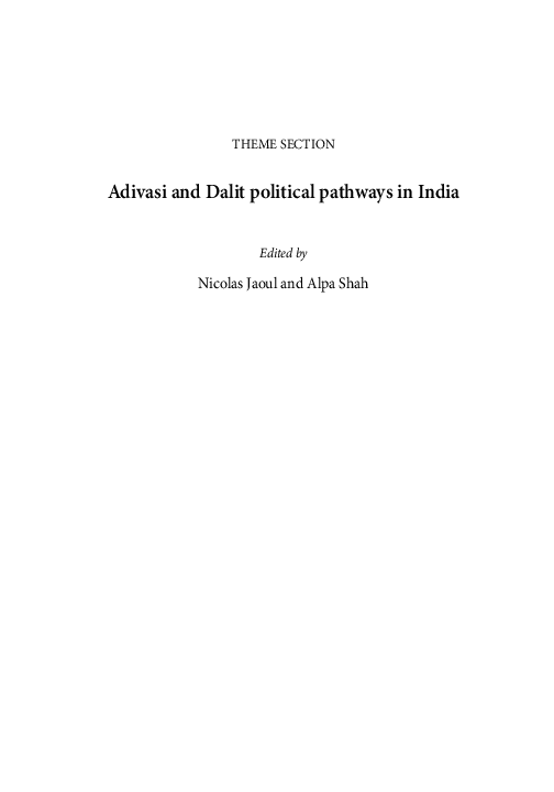 (PDF) Introduction. Adivasi and Dalit political pathways in India ...