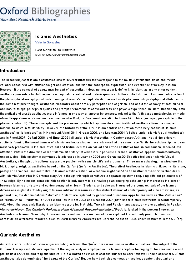 (PDF) Islamic Aesthetics