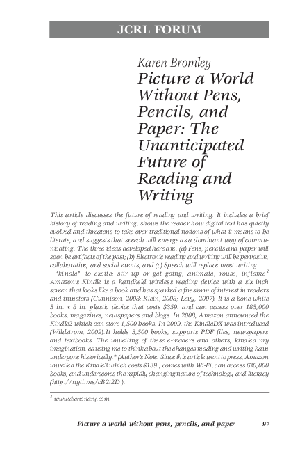(PDF) Picture a World without Pens, Pencils, and Paper: The ...