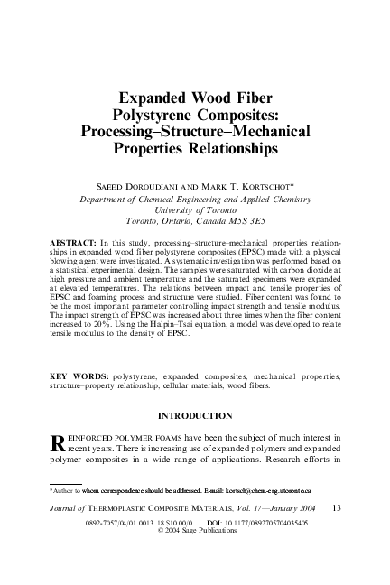 (PDF) Expanded Wood Fiber Polystyrene Composites: Processing-Structure ...