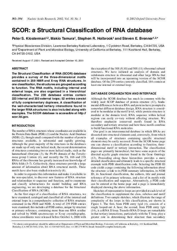 (PDF) SCOP database in 2002: refinements accommodate structural genomics