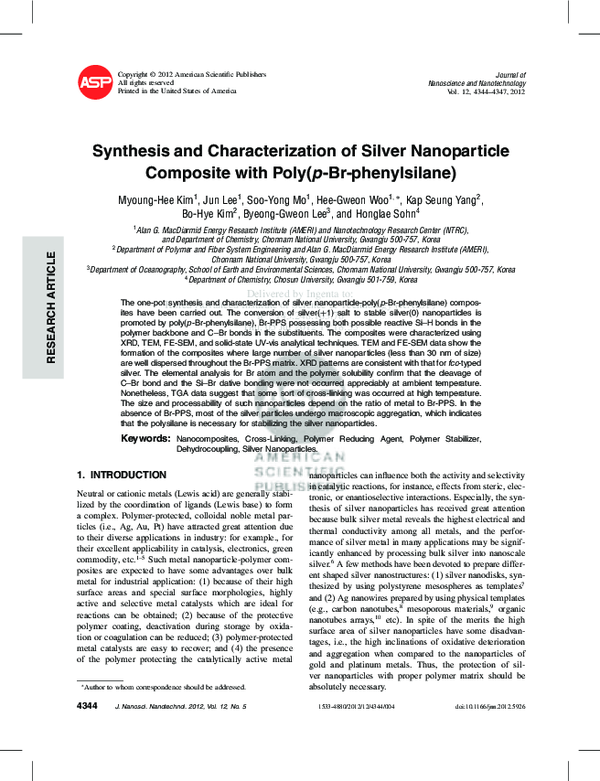 (PDF) Synthesis and characterization of silver nanoparticles