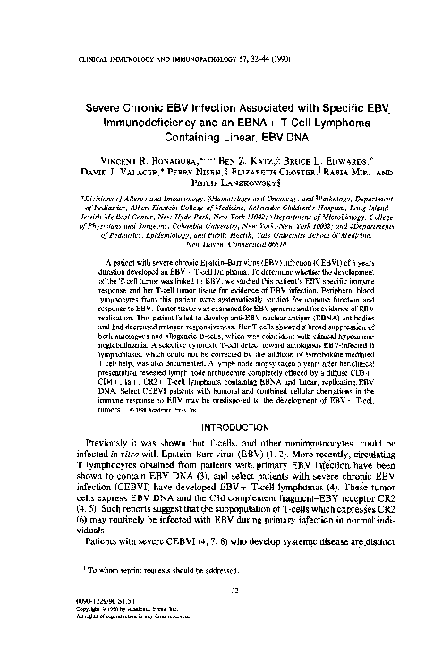 (PDF) Severe chronic EBV infection associated with specific EBV ...