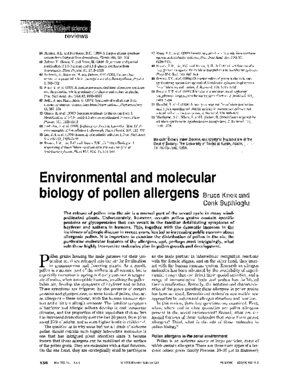(PDF) Environmental and molecular biology of pollen allergens