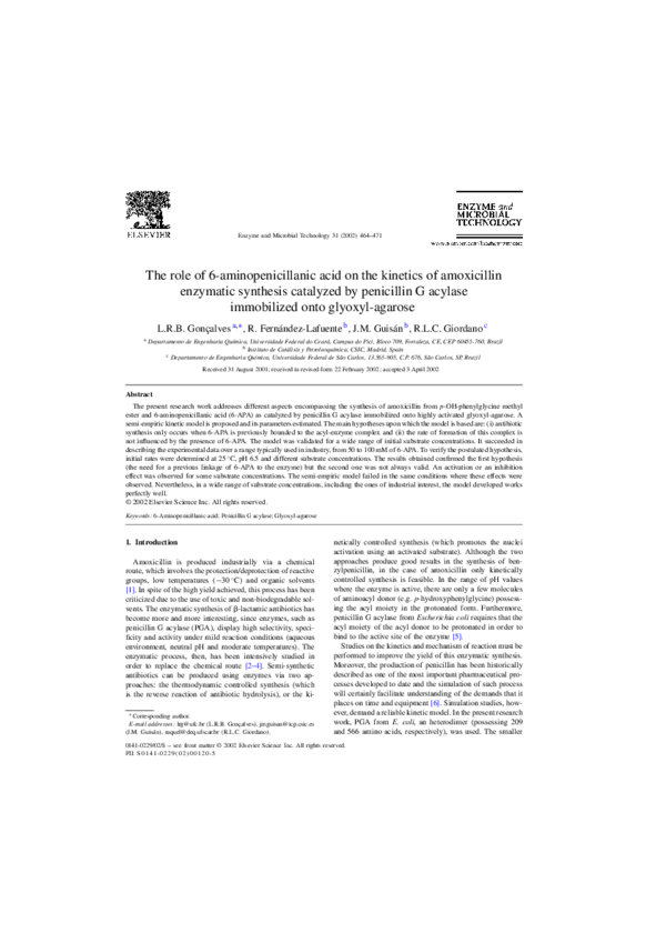 (PDF) The role of 6-aminopenicillanic acid on the kinetics of ...