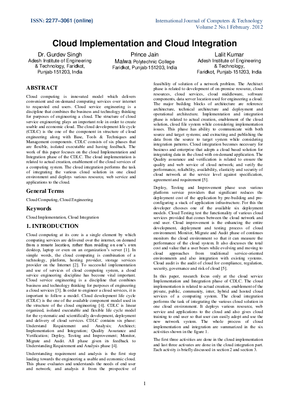 (PDF) Cloud Implementation and Cloud Integration