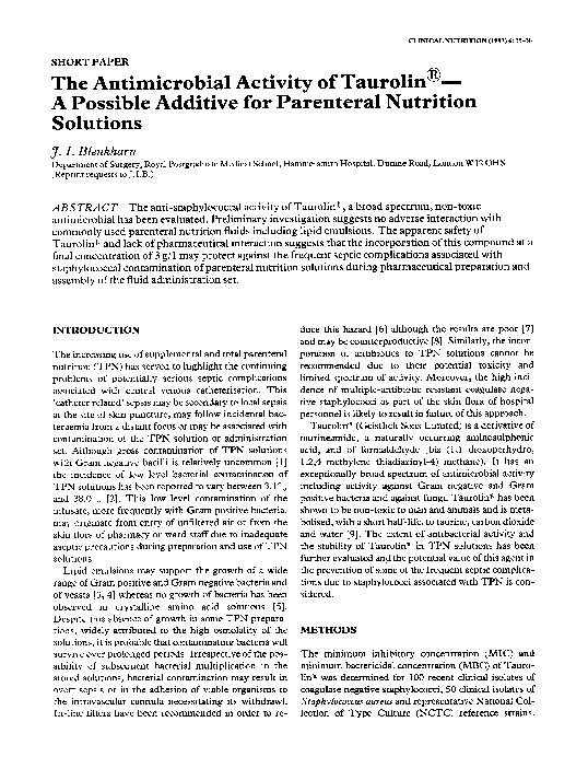 (PDF) The antimicrobial activity of taurolin®—A possible additive for ...
