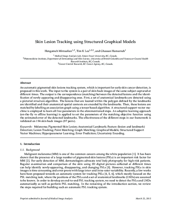 (PDF) Skin Lesion Tracking using Structured Graphical Models