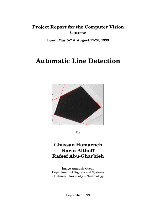(PDF) Project Report for the Computer Vision Course Automatic Line ...