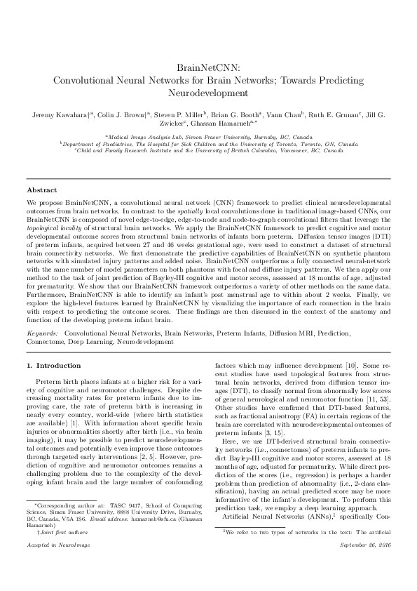 Pdf Brainnetcnn Convolutional Neural Networks For Brain Networks Towards Predicting