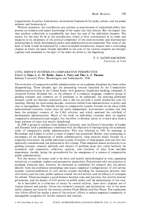 (PDF) Book Review: Civil Service systems in comparative perspective ...