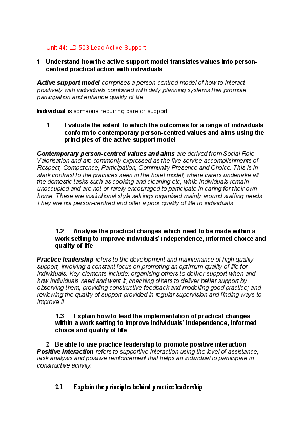 (DOC) Unit 44: LD 503 Lead Active Support 1. Understand how the active ...