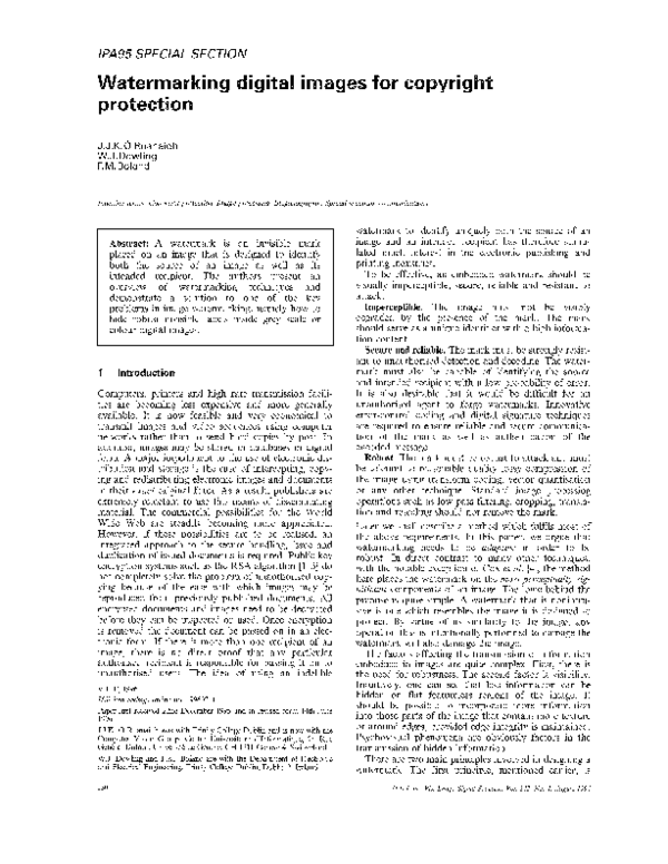 (PDF) Watermarking digital images for copyright protection