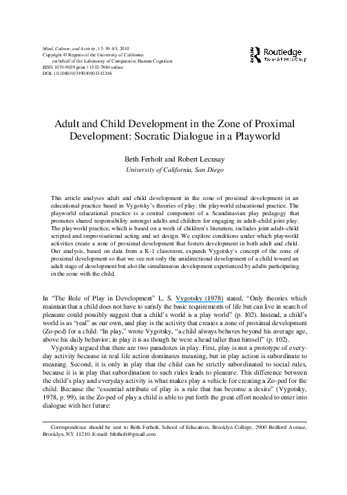 (PDF) Adult and Child Development in the Zone of Proximal Development ...