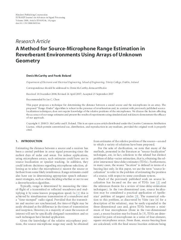 Pdf A Method For Source Microphone Range Estimation Using Arrays Of Unknown Geometry In 9851