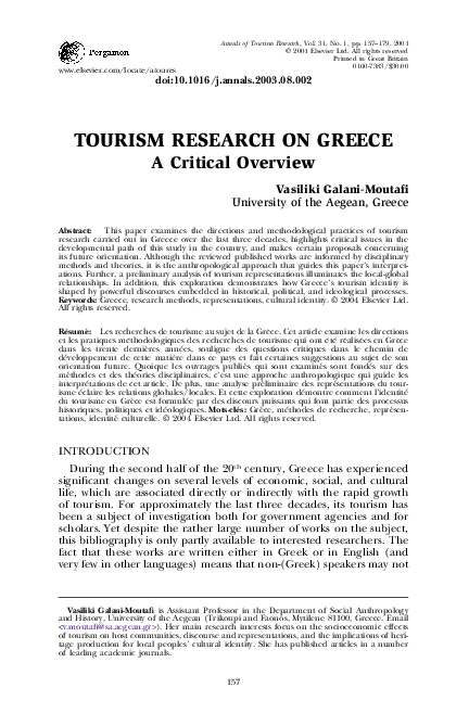 (PDF) TOURISM RESEARCH ON GREECE