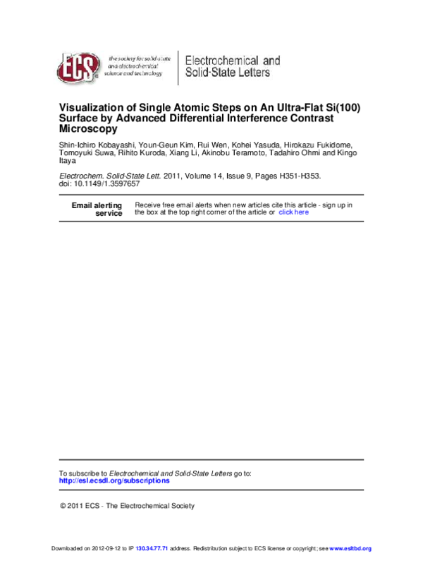 (PDF) Observation of Single Atomic Steps on an Ultra-Flat Si (100 ...