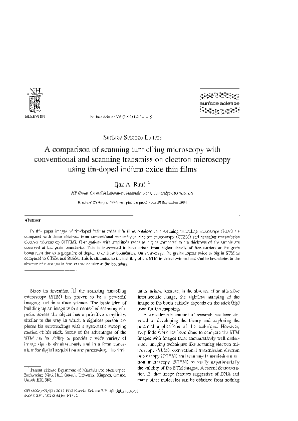 (PDF) A comparison of scanning tunnelling microscopy with conventional ...