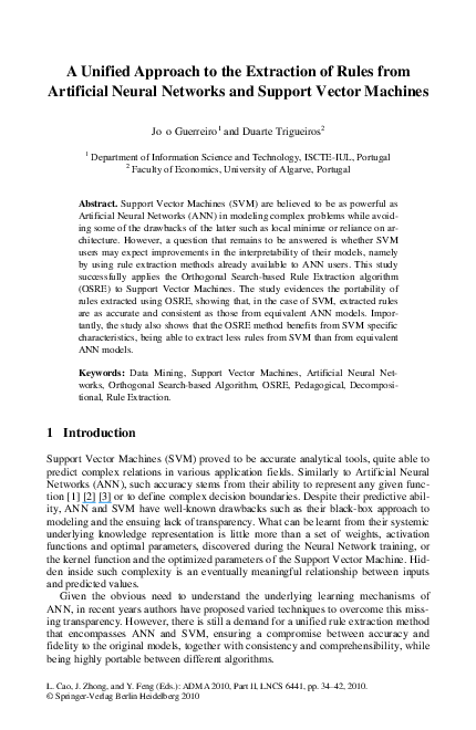 (PDF) A Unified Approach to the Extraction of Rules from Artificial Neural Networks and Support ...