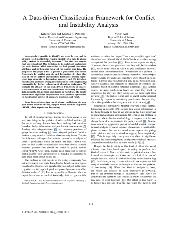 Pdf A Data Driven Classification Framework For Conflict And