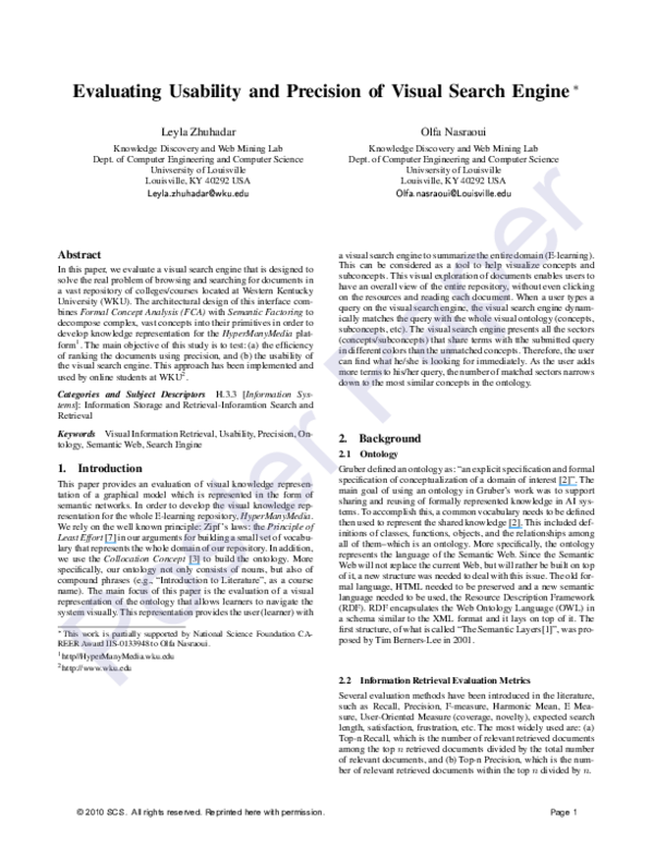 (PDF) Evaluating Usability and Precision of Visual Search