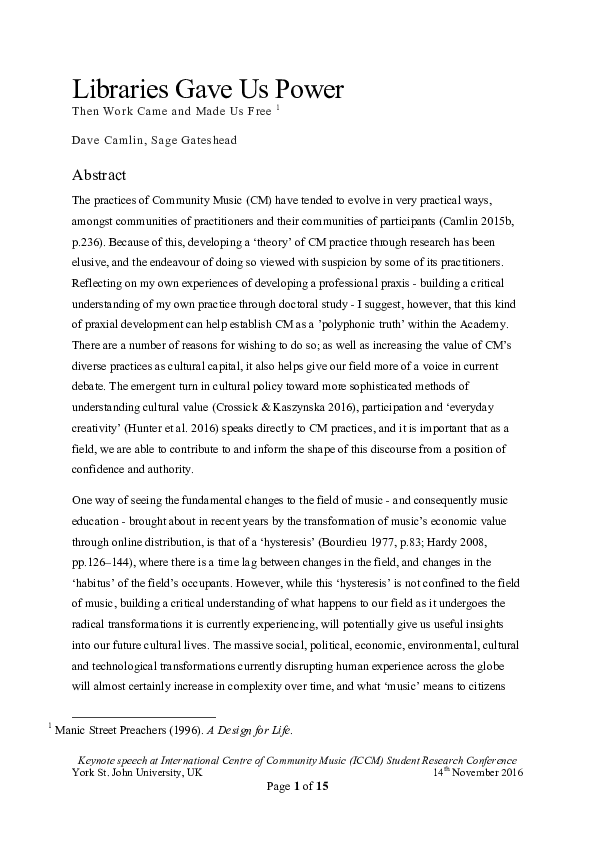 (PDF) Libraries Gave Us Power